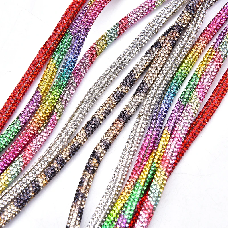 New 6mm Glass Crystal Cord Rhinestone Rope Applique Colorful Tube Trim ...
