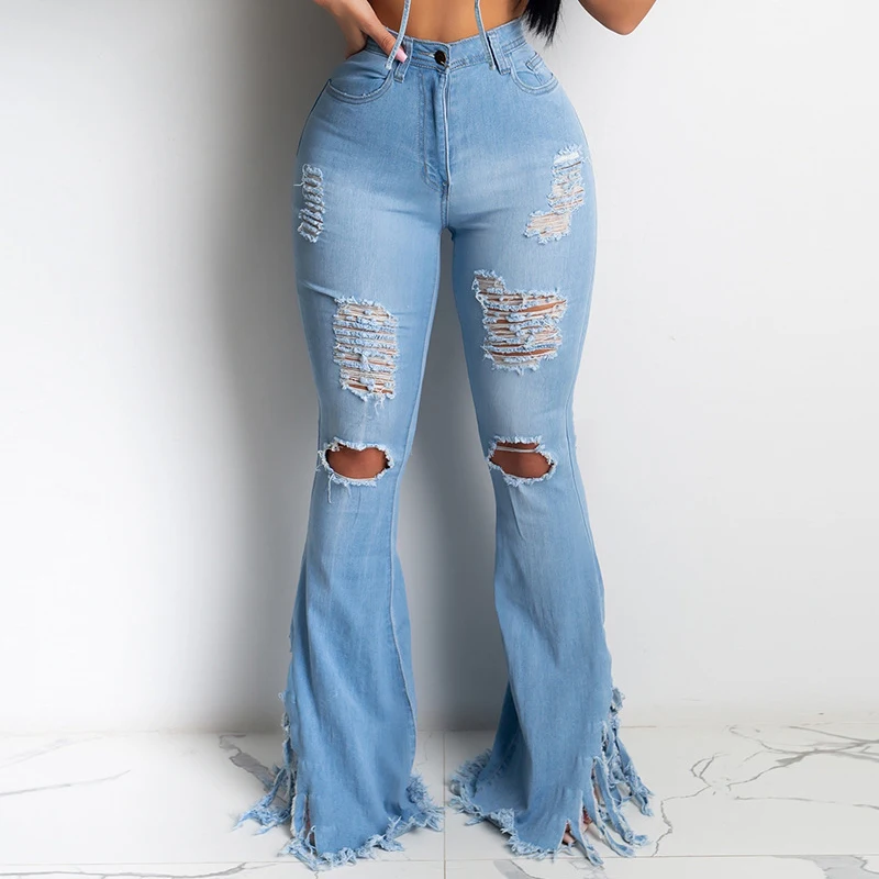 Boot Cut Ripped Jeans For Women