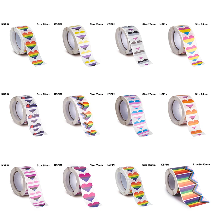 500PCS Stickers 25mm Rainbow Transgender Bisexual Asexual Paper Sticker ...