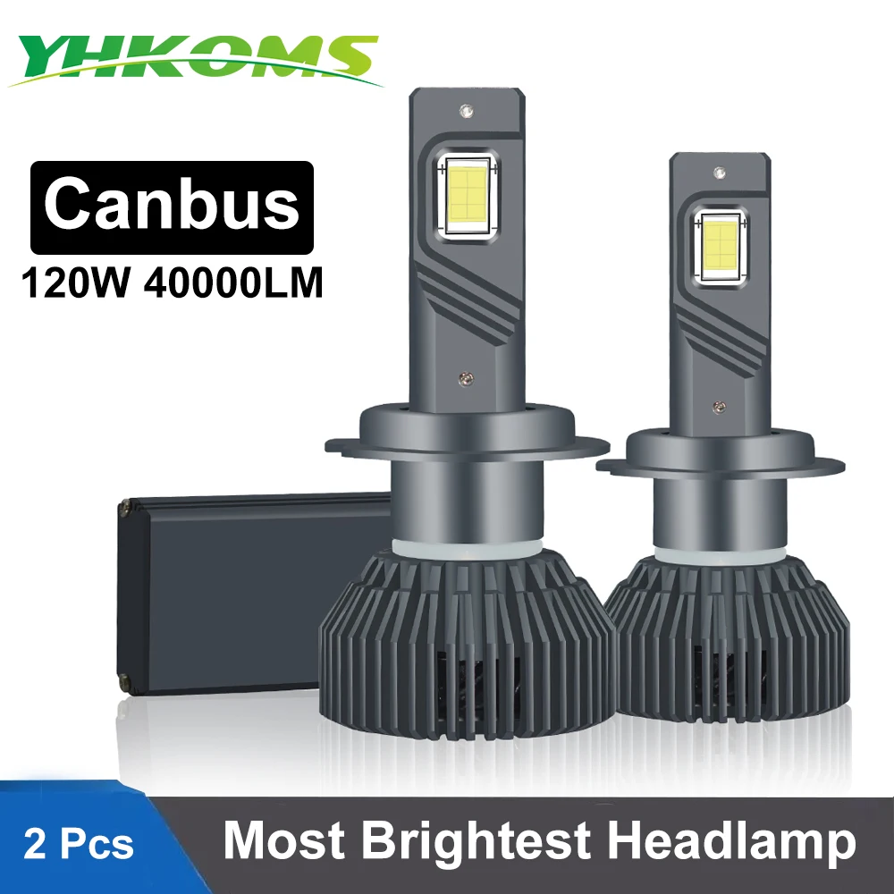 YHKOMS 120W 40000LM Canbus H4 H7 LED 자동차 전조등 H1 H8 H9 H11 9005 HB3 9006 HB4 880 881 LED 전구 자동 ...