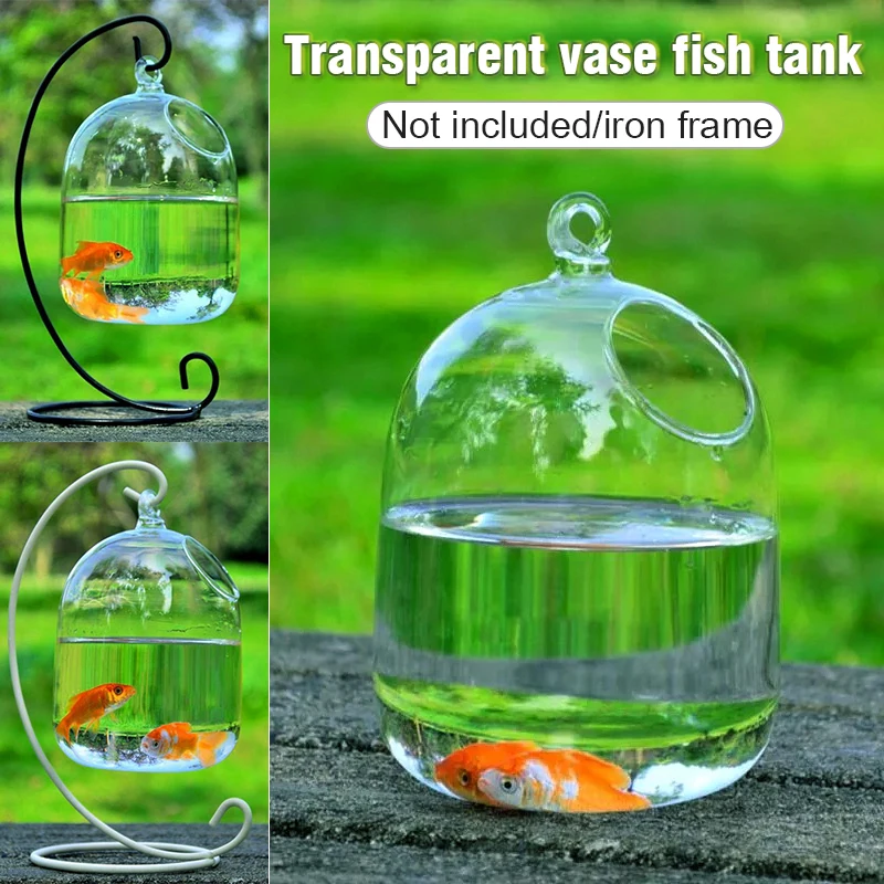 Clear-Hanging-Glass-Aquarium-Fish-Bowl-Fish-Tank-Flower-Plant-Vase ...