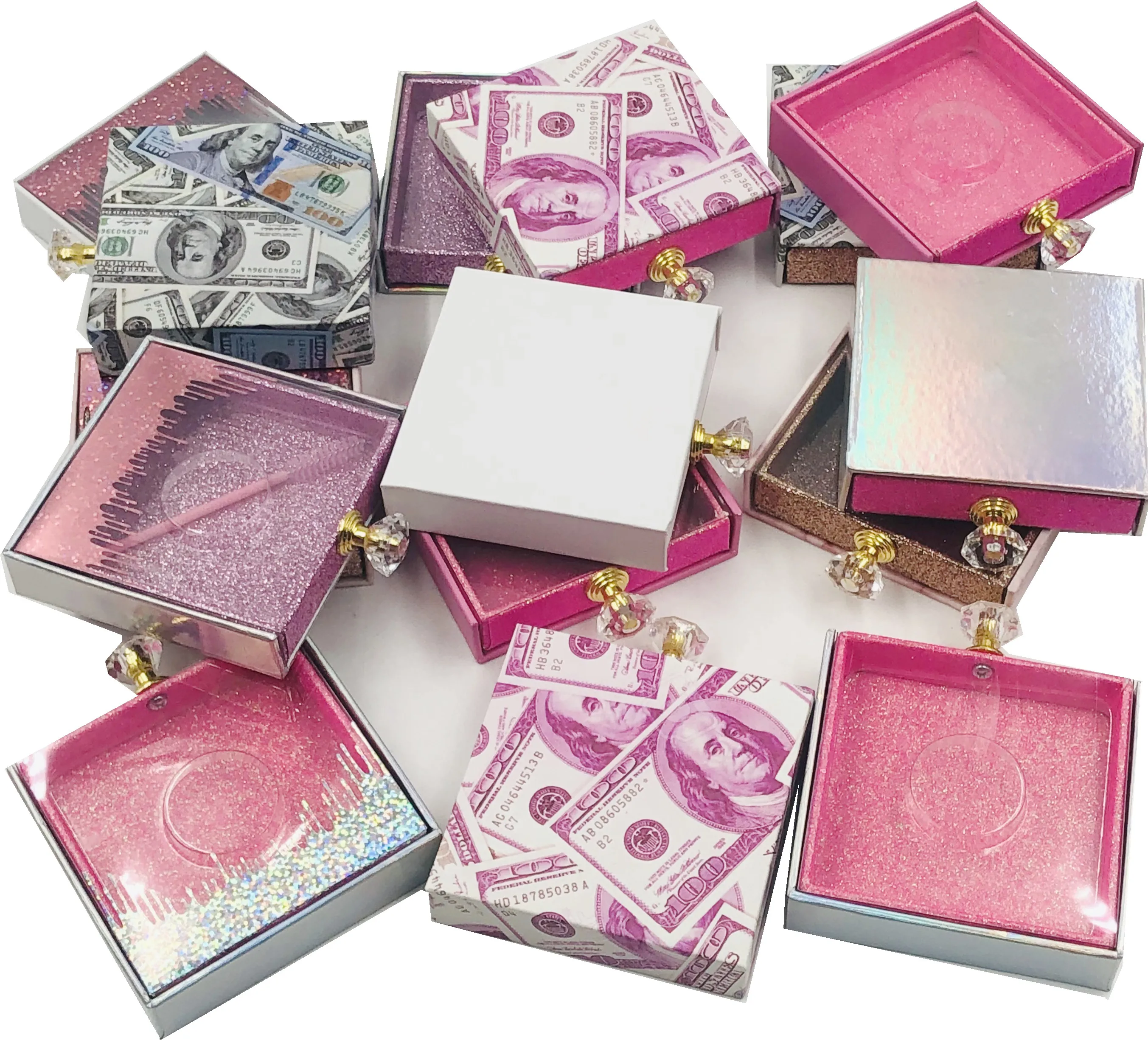 New Wholesale False Eyelash Money Packaging Cardboard Cash Box Pink ...
