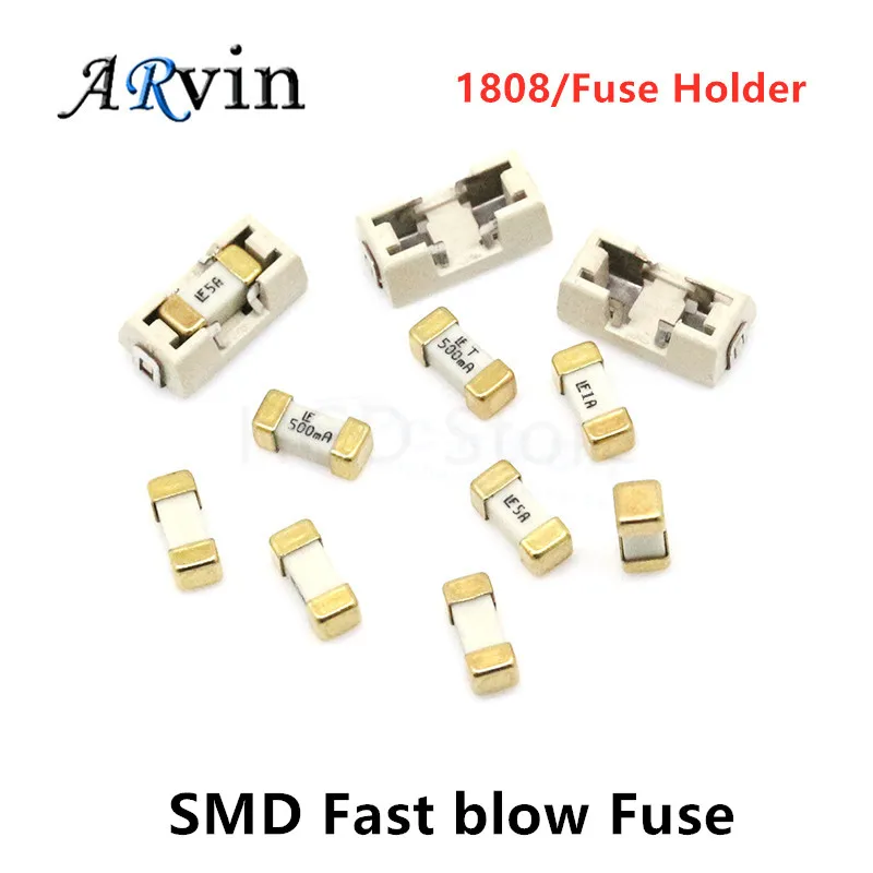 10pcs Gold 1808 125V 250V AC 0451 SMD Fast blow Fuse 0.5A 1A 2A 3A 4A ...
