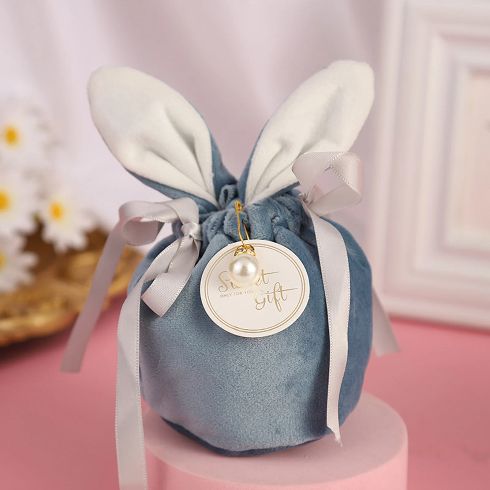 5PCS Easter Gift Bag Bunny Ear Candy Bag Easter Eggs Basket Wedding ...