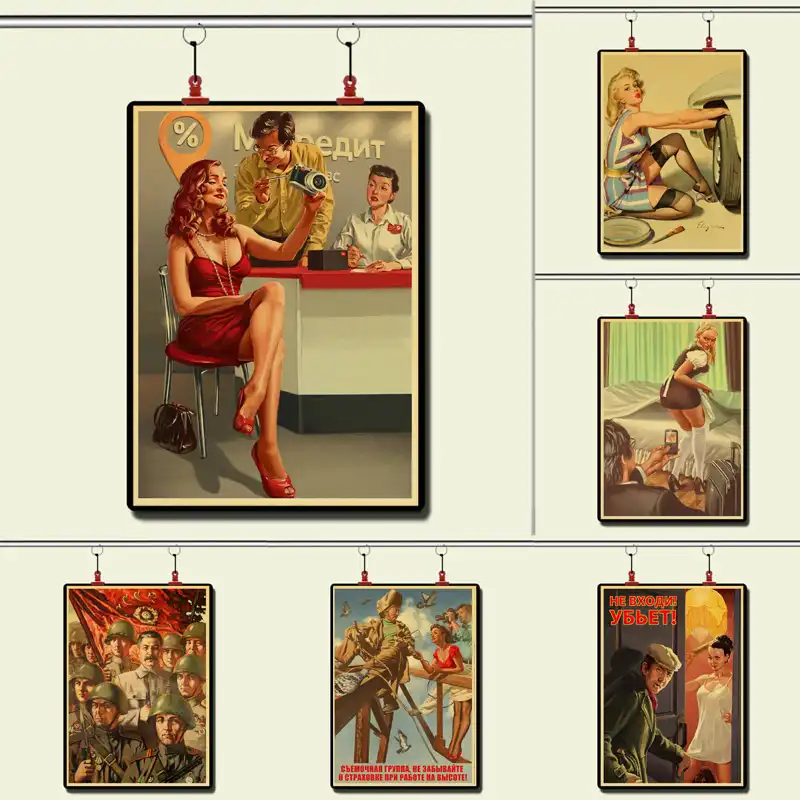 World War II America Pin up girl Sexy girl Vintage Paper Poster Wall Painting Home Decoration ...