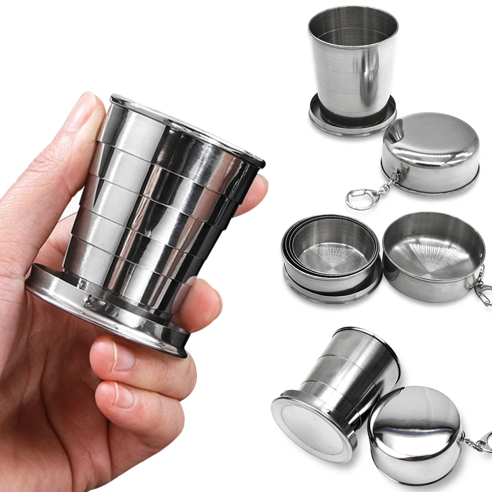 75/150/250ml Stainless Steel Folding Cup Traveling Outdoor Portable ...