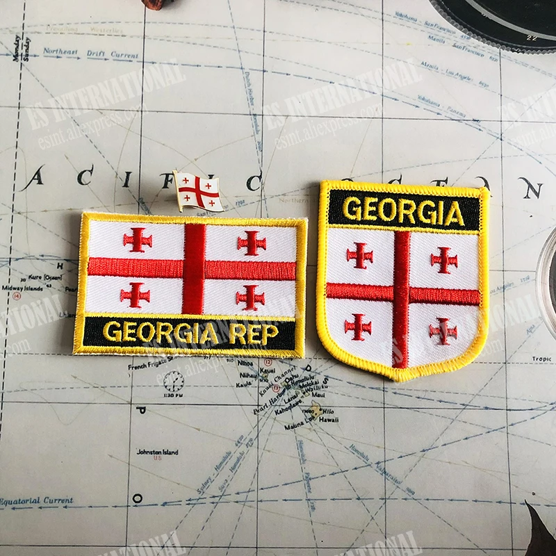 GEORGIA National Flag Embroidery Patches Badge Shield And Square Shape ...
