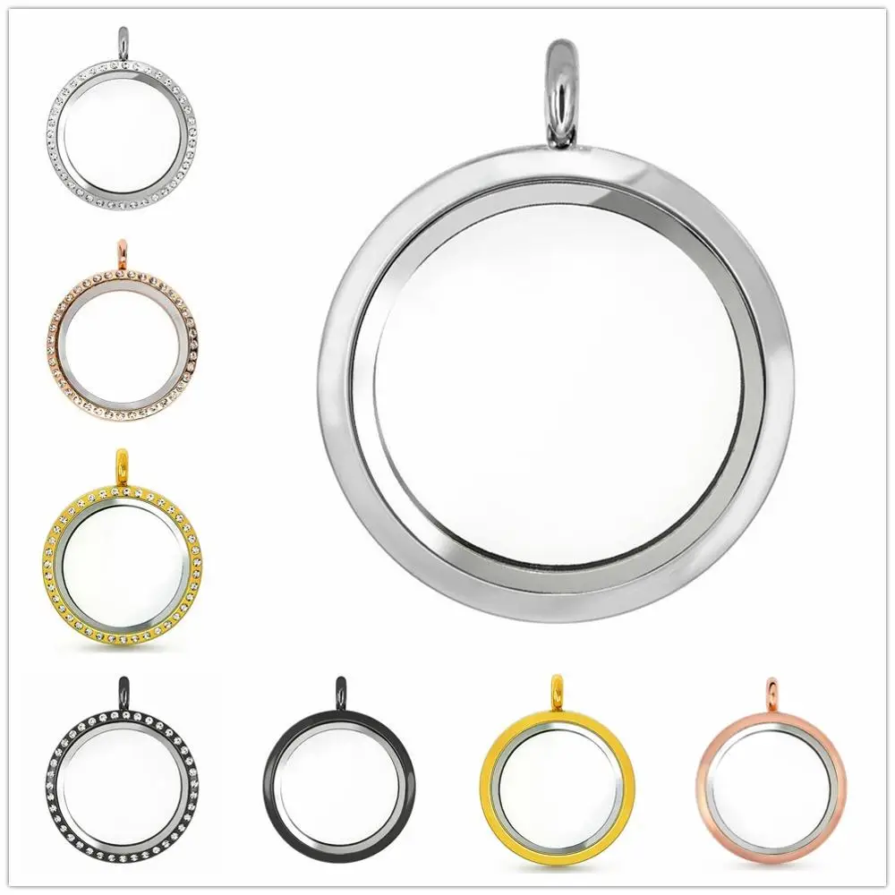 10pcs 25mm/30mm Round Magnetic Memory Locket Floating Glass Locket ...