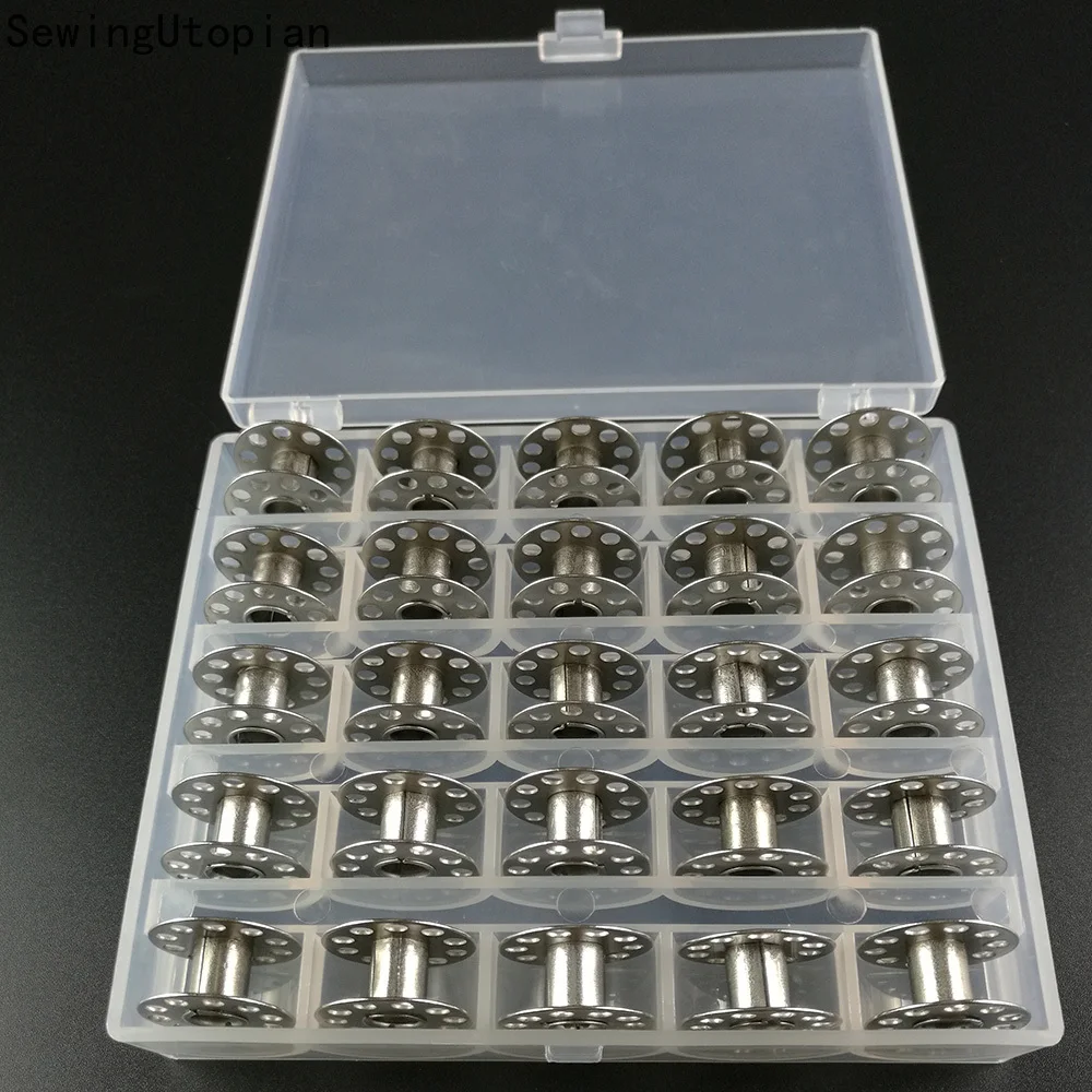 25Pcs-Set-Empty-Bobbins-Sewing-Machine-Plastic-Case-Storage-Box-for ...