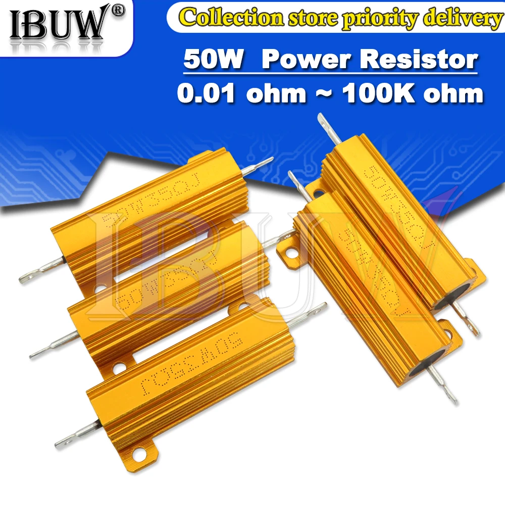 50W Aluminum Power Metal Shell Case Wirewound Resistor 0.01 ~ 100K 0.1 ...