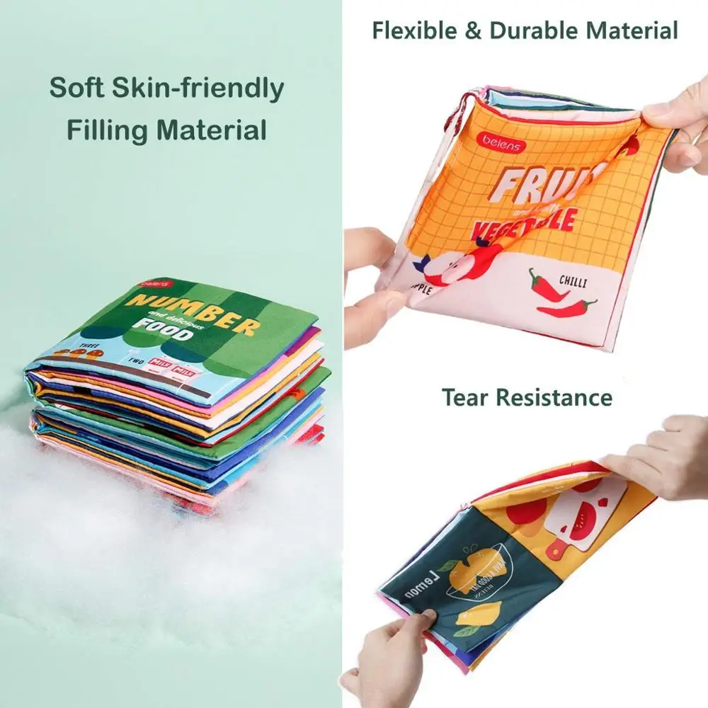Beiens Baby Books 6PCS 3 18 Months Black White Cloth Book for Early ...