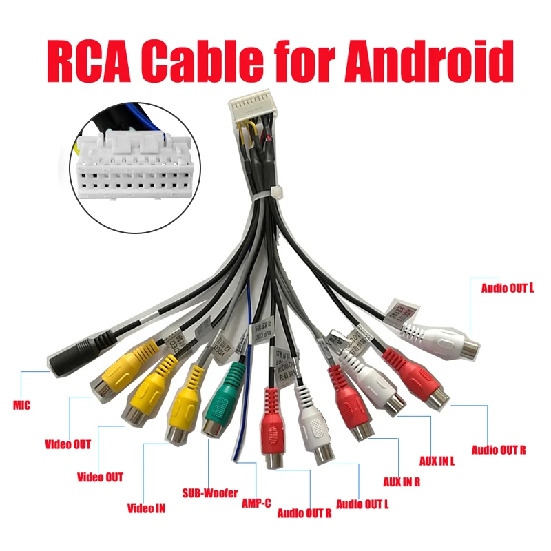 Android Radio Car Accessories Rca Output Wire Aux-in Subwoofer ...
