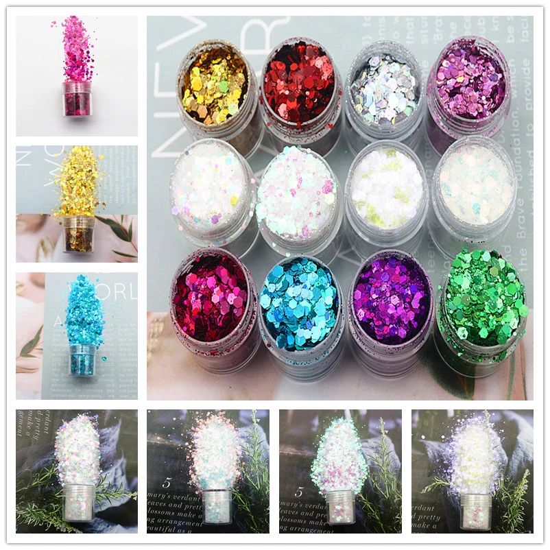 10ml-Nail-Art-Sequins-Mixed-Sequin-Polyester-Film-Hexagonal-Transparent ...
