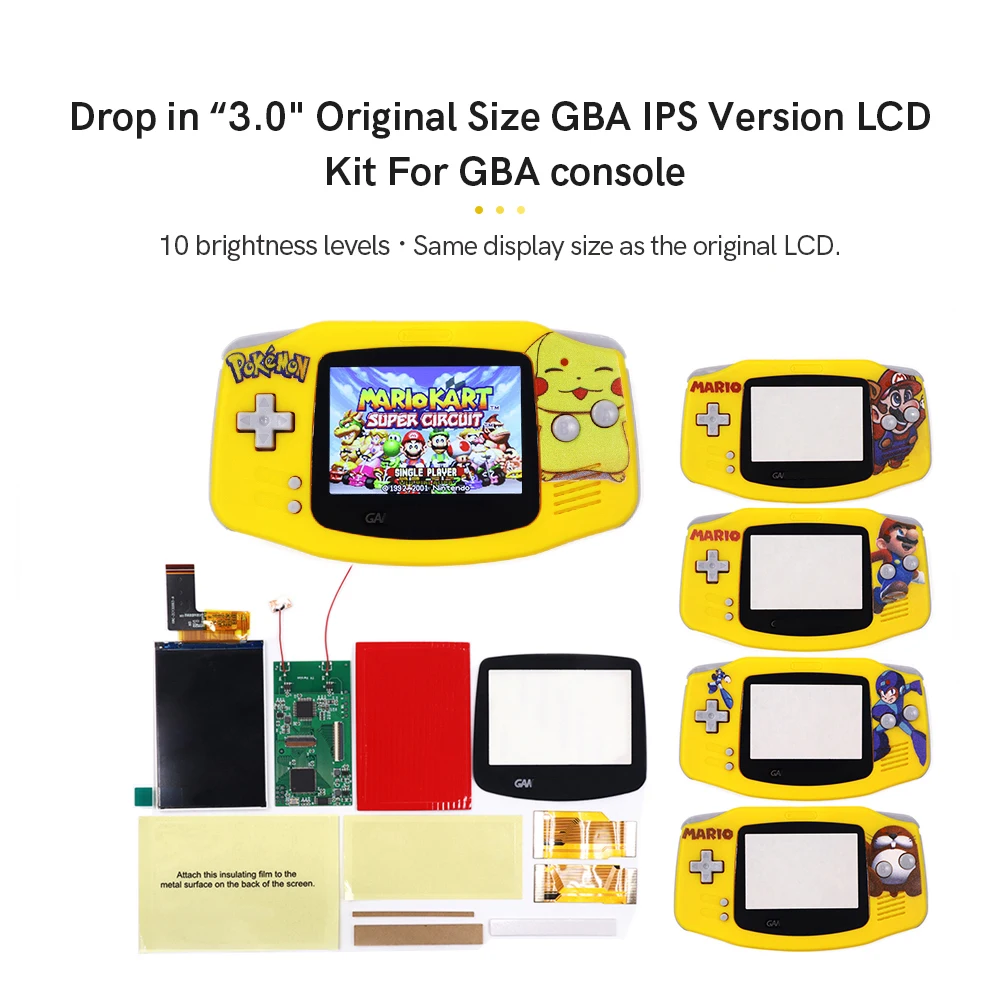 Newest V4 New Drop In GBA 3.0" Original Size IPS LCD Kits For Gameboy ...
