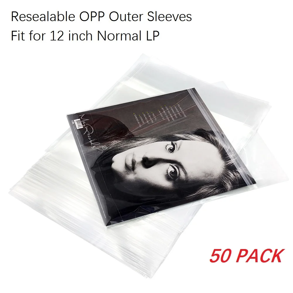 25-50PCS-12in-Resealable-Vinyl-Record-Outer-Sleeves-LP-Sticky-Pocket ...