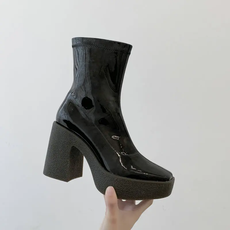 Botas de punta redonda para mujer, botines cálidos de piel auténtica ...