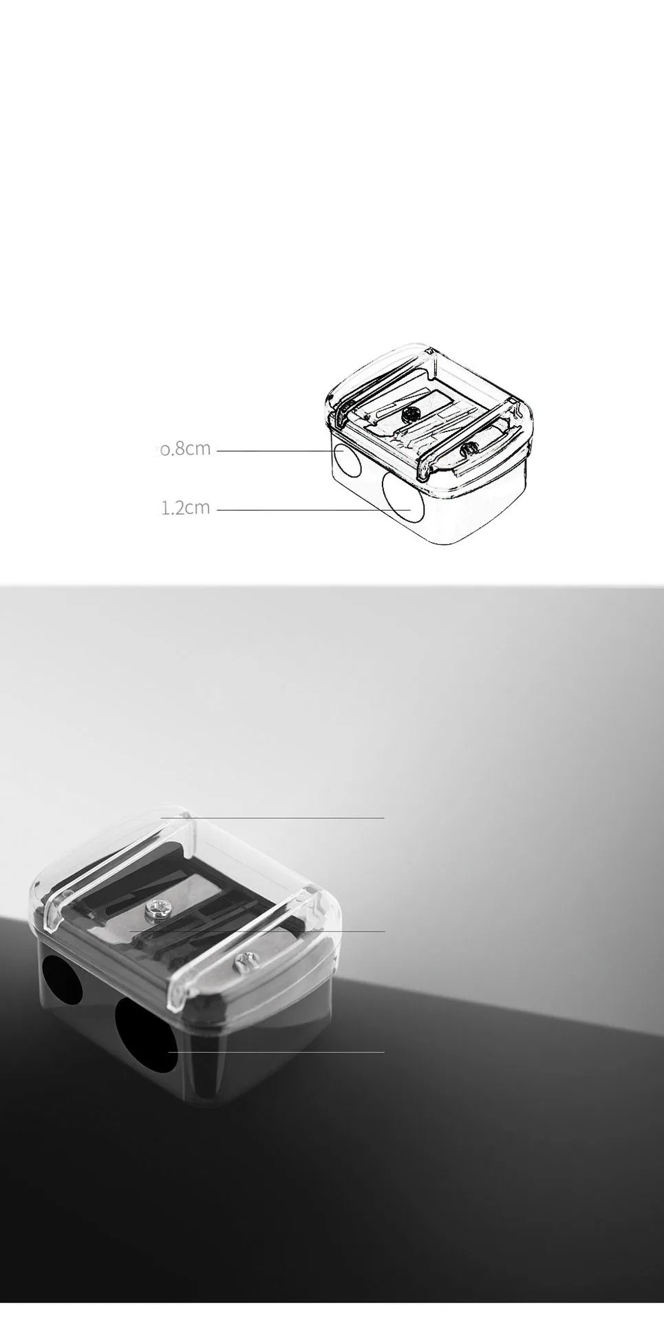 Taille-crayon à double trou pour rouge à lèvres,pinceau de maquillage ...