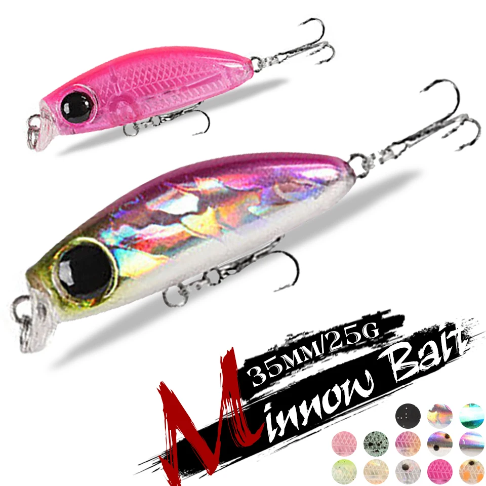 1 pçs 35mm/2.5g mini bionic minnow afundando artificial duro isca de ...