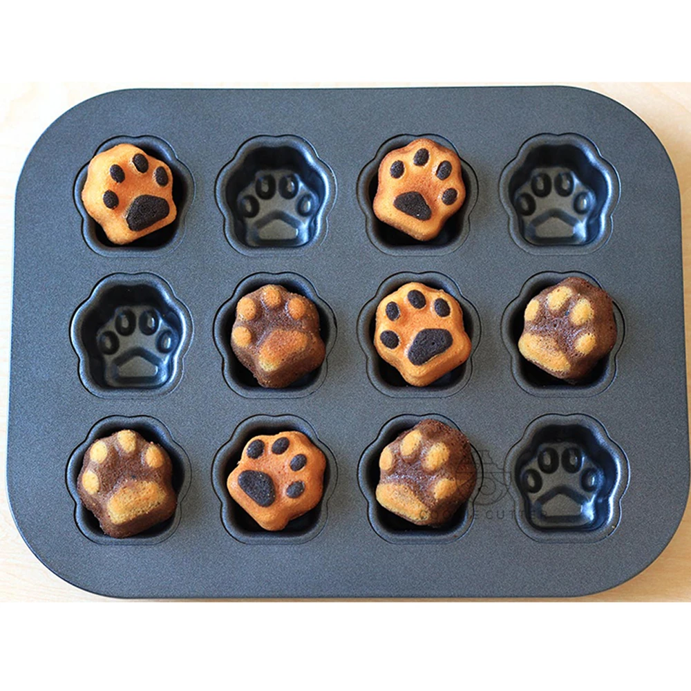 12 Cavity Cat Head Shape Cake Mold Bread Mousse Cheesecake Cup Cake ...