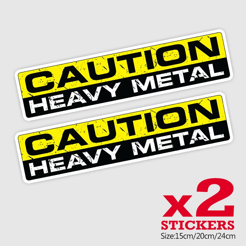 32620-2-Pieces-Pack-20CM-PVC-Decal-CAUTION-HEAVY-METAL-Car-Sticker ...