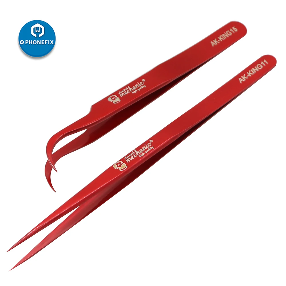 Mechanic Ak-king Original Precision Curved Straight Tweezers Anti ...