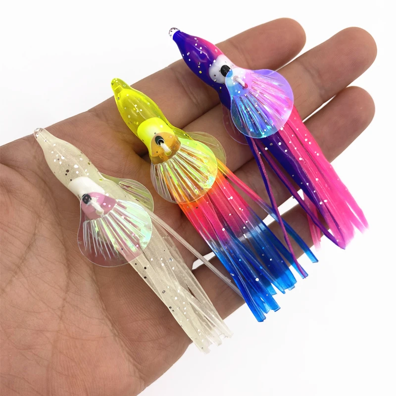5pcs*7cm Octopus Lure with Gill Calamar Jigging Fishing Lure Sea ...