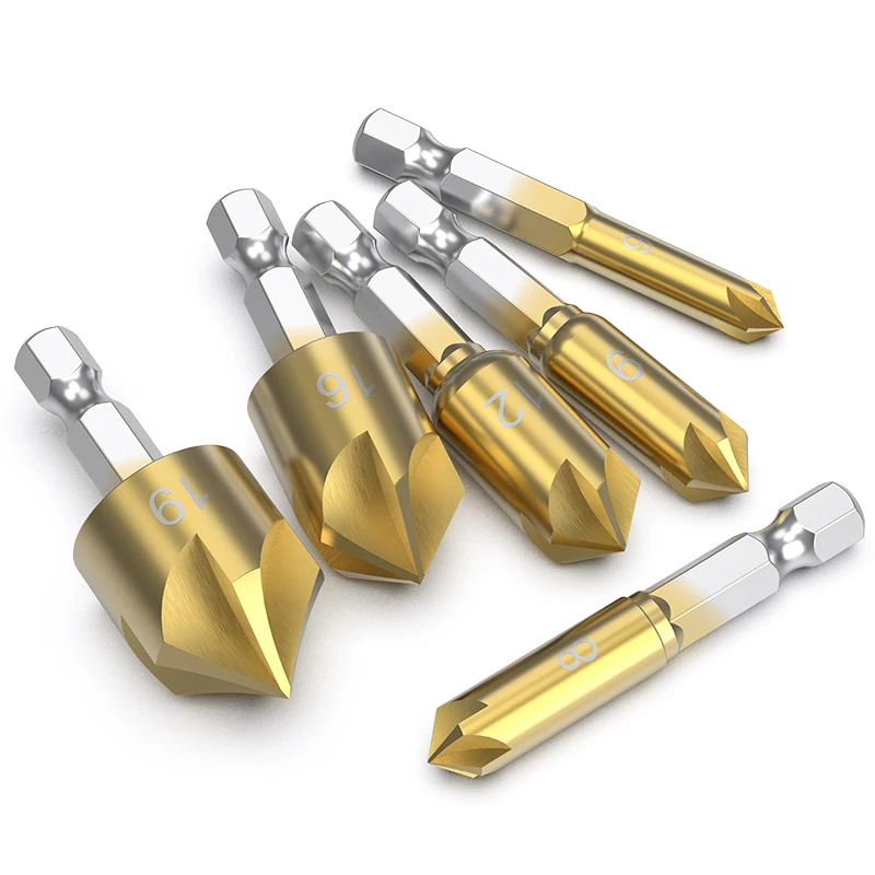 6pcs-Hex-Chamfer-Countersink-Boring-Set-for-Wood-Metal-Quick-Change ...