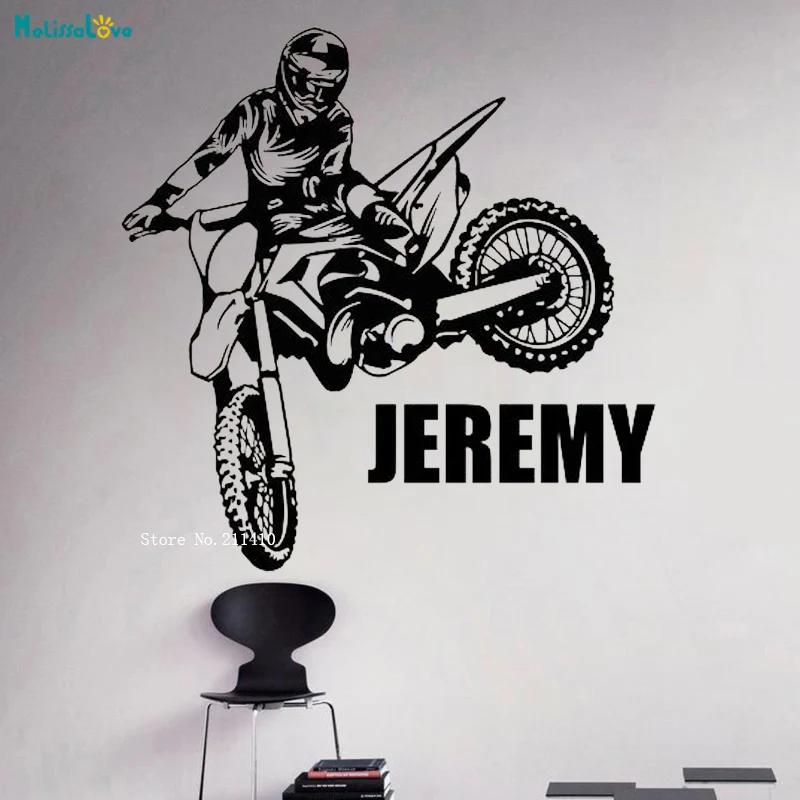 Vinyl Custom Name Motorcycle Wall Sticker Home Decoration For Kids Boys ...