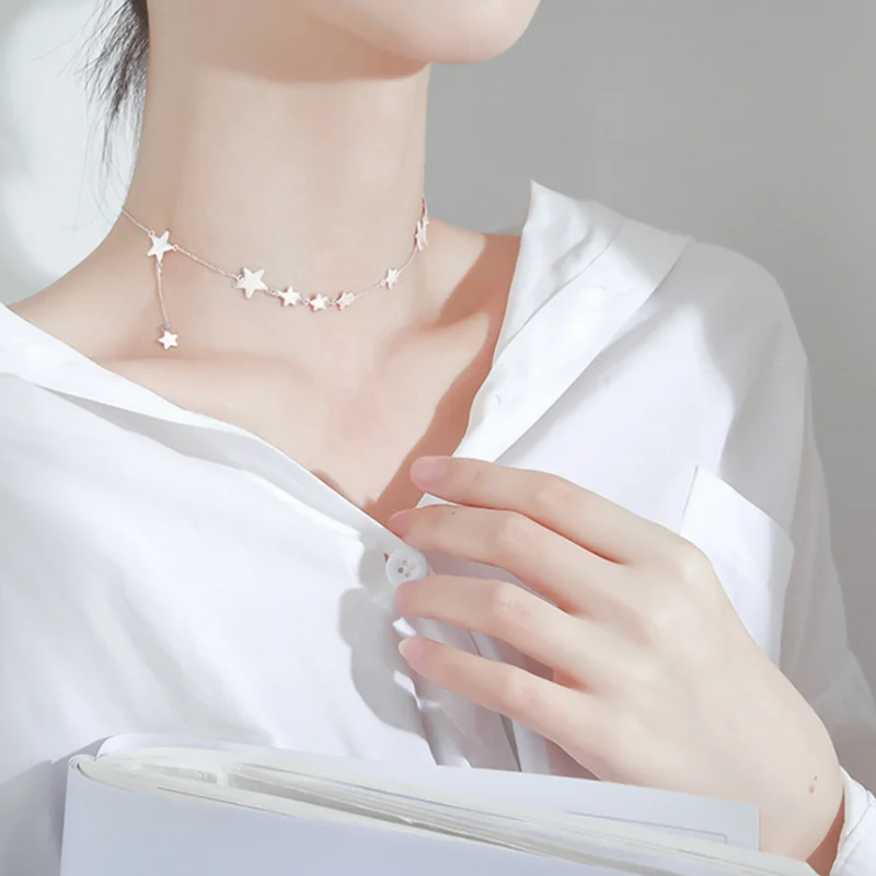 Collar de plata esterlina 925 para mujer, Gargantilla brillante con ...