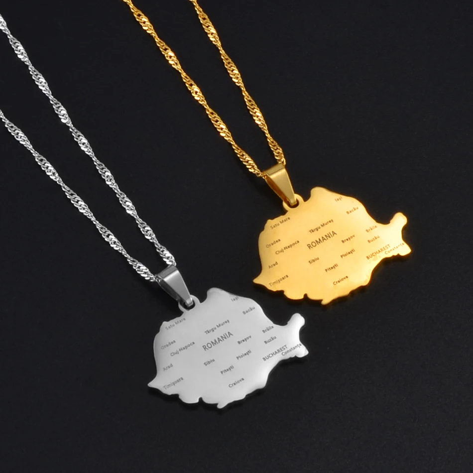 Anniyo-Romania-Map-City-Name-Pendant-Necklaces-Silver-Color-Gold-Color ...