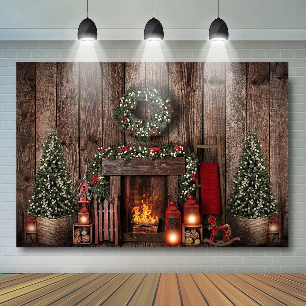 Christmas Fireplace Backdrop
