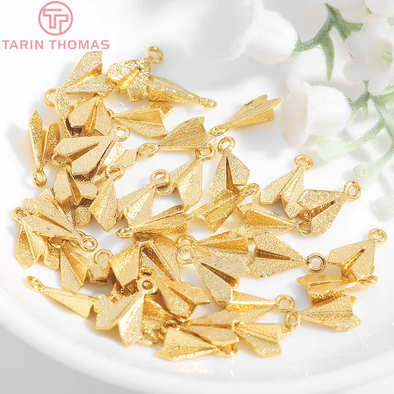 807-10PCS-7x12MM-24K-Gold-Color-Brass-Paper-Plane-Charms-Pendants-High ...