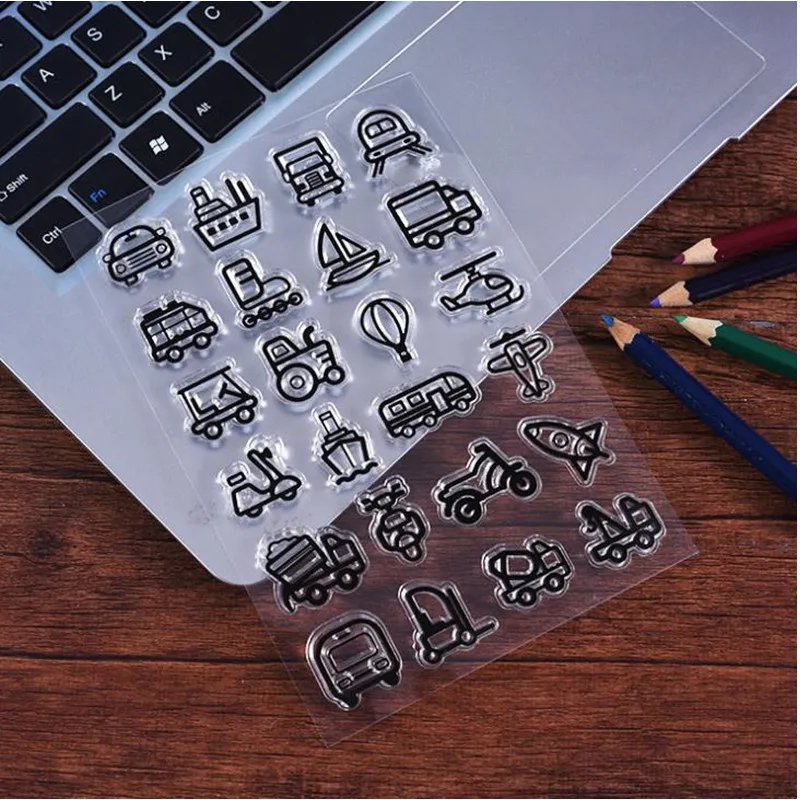 Mini Car Plane Stamp Dies Clear Rubber Stamp Diy Craft Stamp For ...