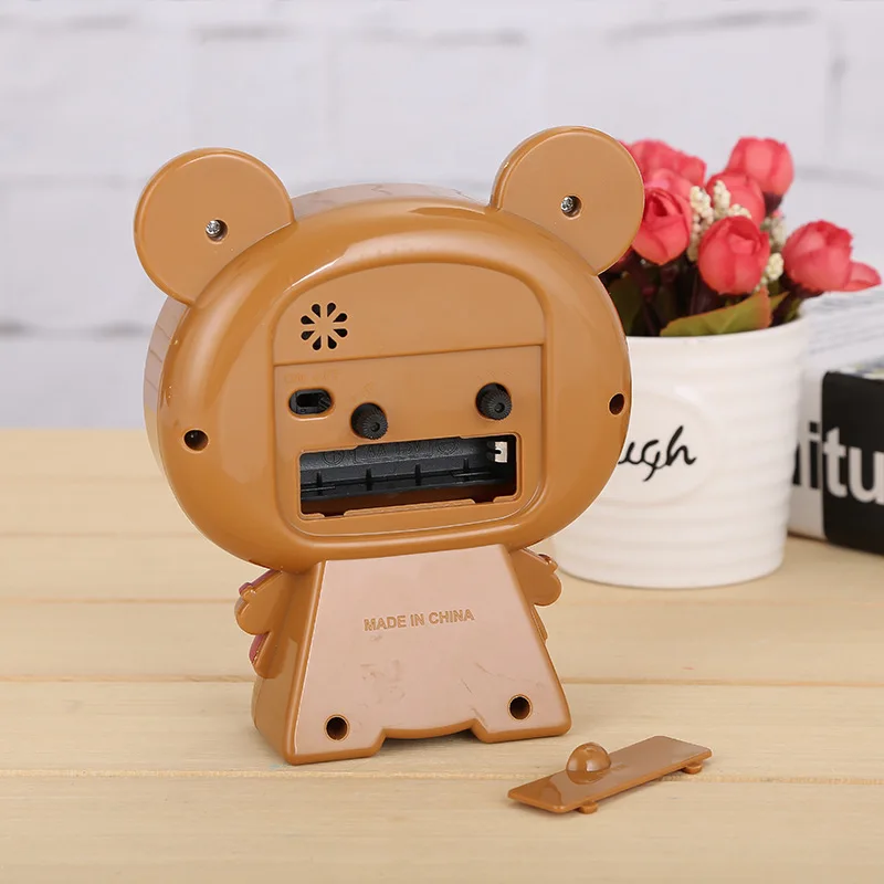 Teddy bear Creative Cozy Provence Pink Cartoon Bear Alarm Clock Mute ...