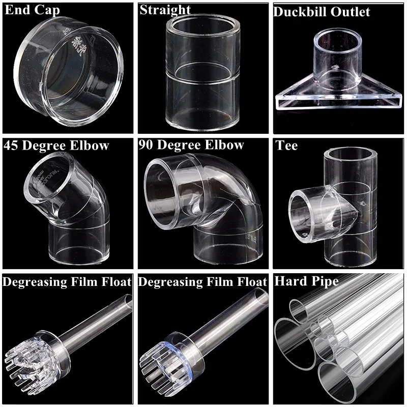 Acrylic Pipe Connector Elbow Aquarium Degreasing Film Float Fish Tank ...