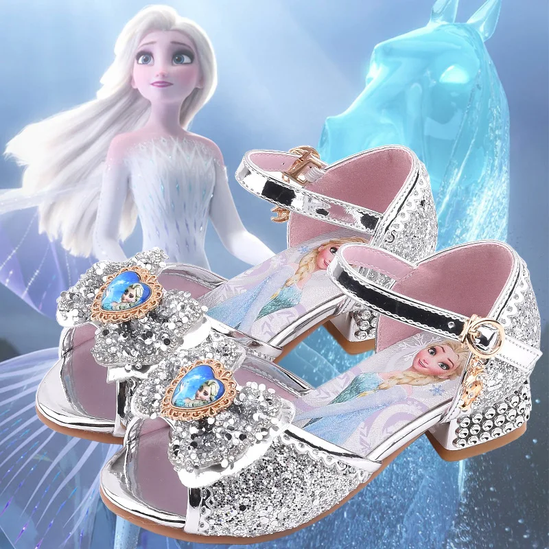 Sandalias de Disney para niñas, zapatos de princesa Elsa de Frozen 2, zapatos de cristal para ...