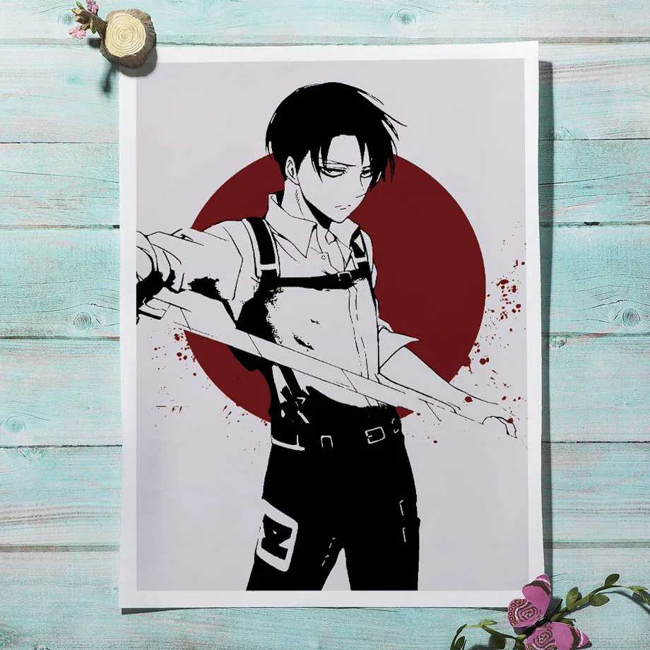 Attack On Titan Eren Jaeger Levi Ackerman Anime Posters And Prints Wall ...