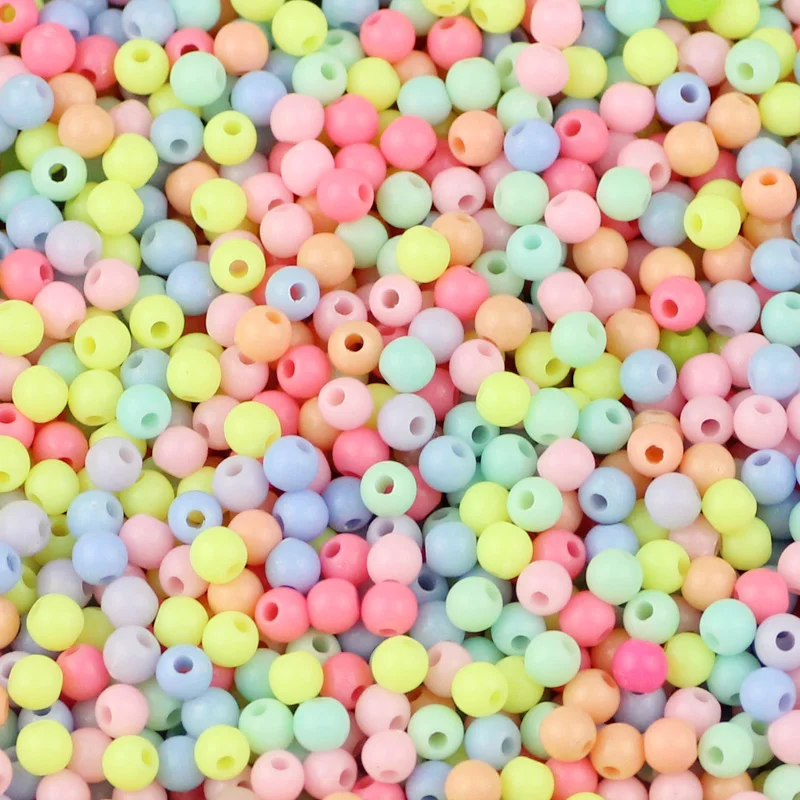 Jhnby Cream Beads High Quality Acrylic Beads 1000pcs 4mm Round Candy ...