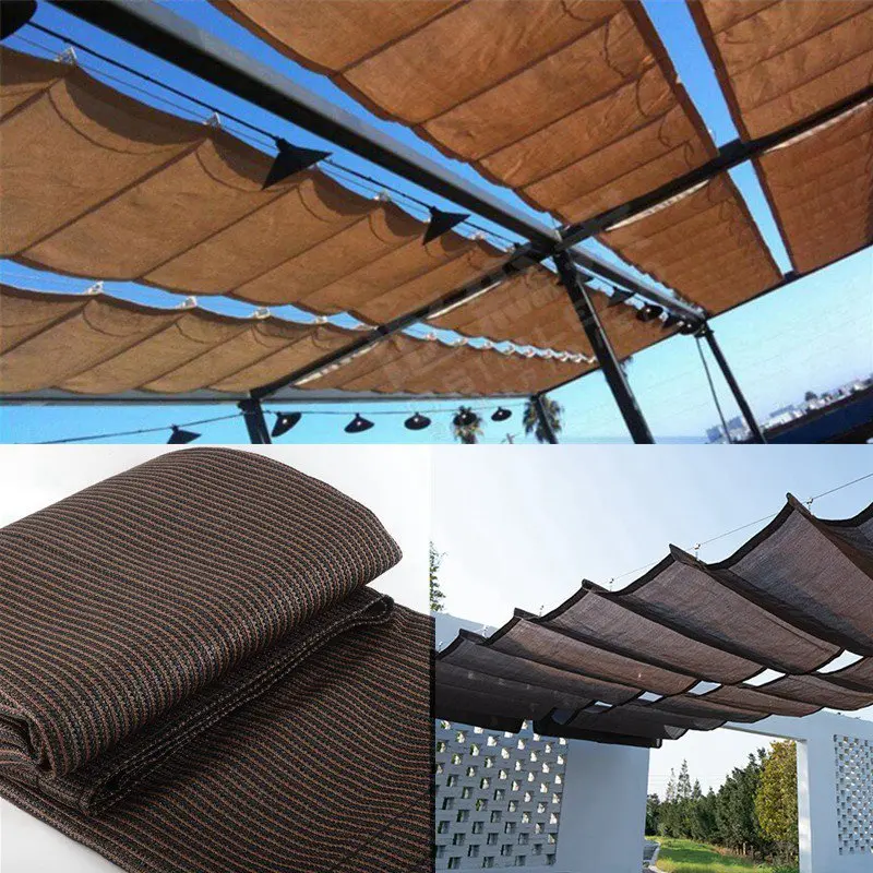 Thicken-Coffee-Color-Telescopic-Wave-Sun-Shade-Net-Home-Courtyard ...