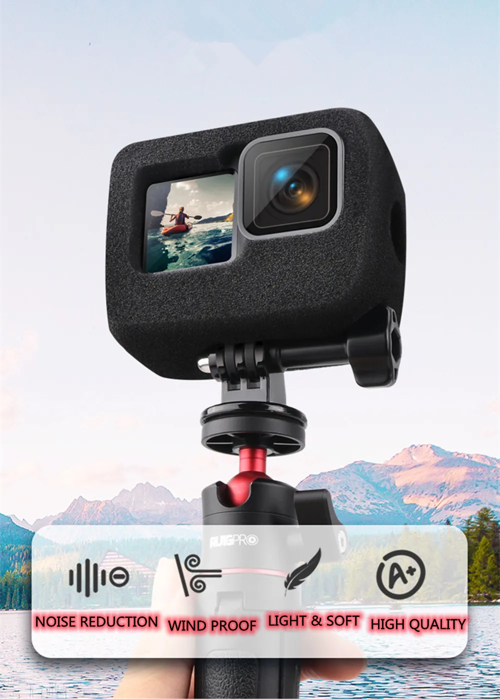 Housse en mousse pour GoPro Hero 10 9 Black, pare-brise, réduction du ...