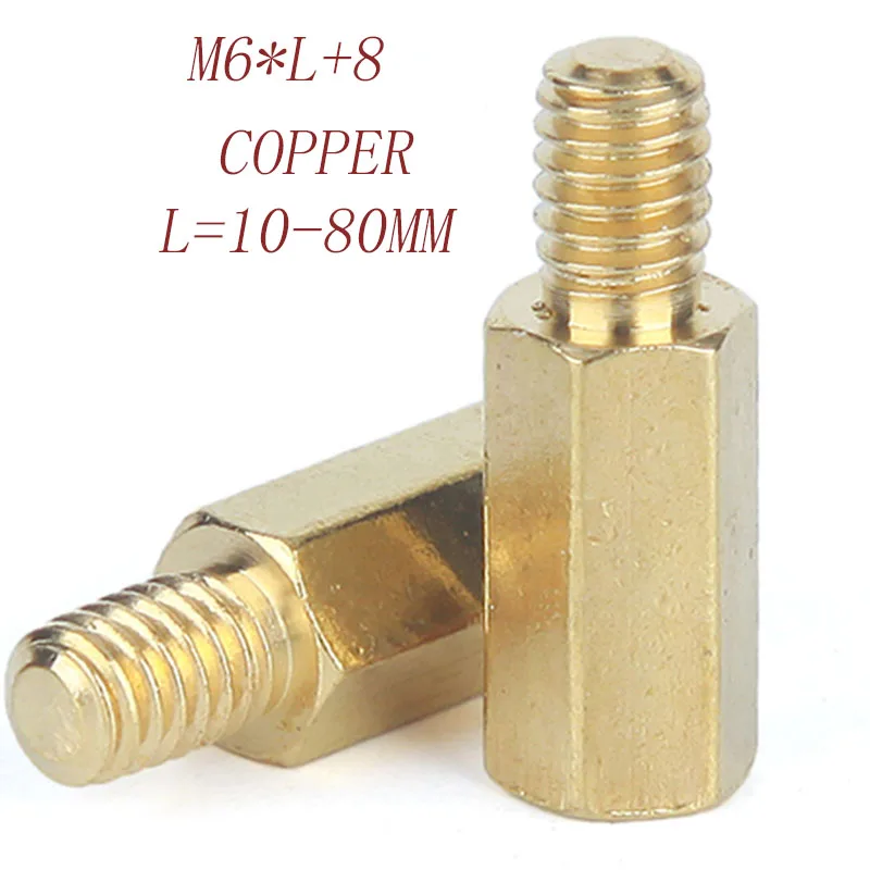 M6 * L + 8 황동 육각 소켓 암 수 스페이서 스탠드 오프 육각 보드 스터드 볼트, 컬럼 간격 1199|나사| - AliExpress