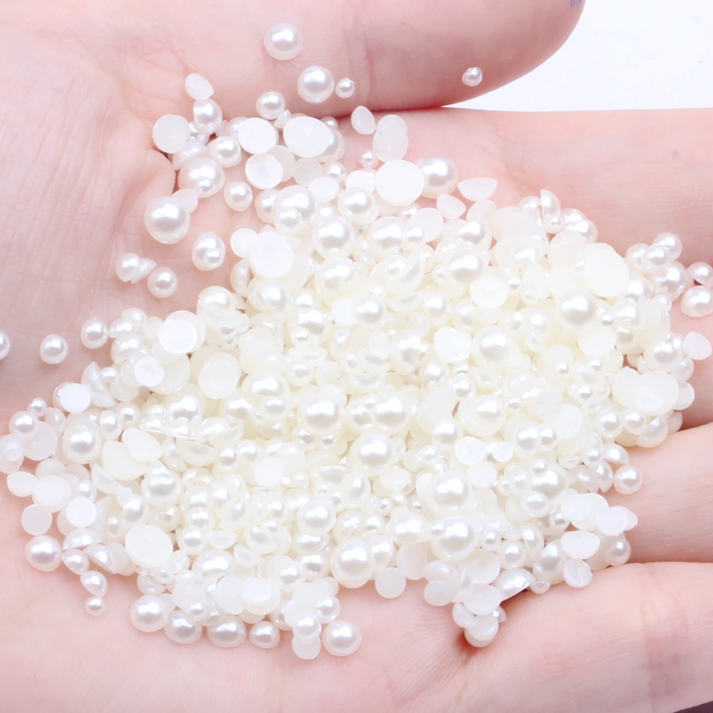 1-5-25mm-Ivory-Color-Half-Round-Resin-Pearls-200-To-10000pcs-Imitation ...