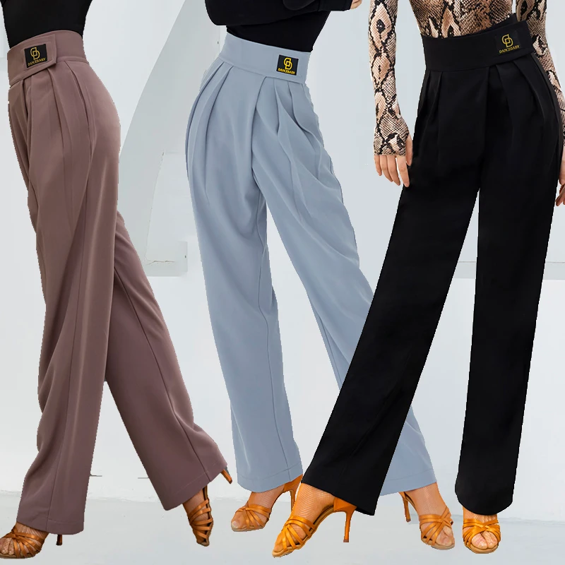 New Latin Dance Pants Adult Ballroom Practice Wear High Waist Trousers ...