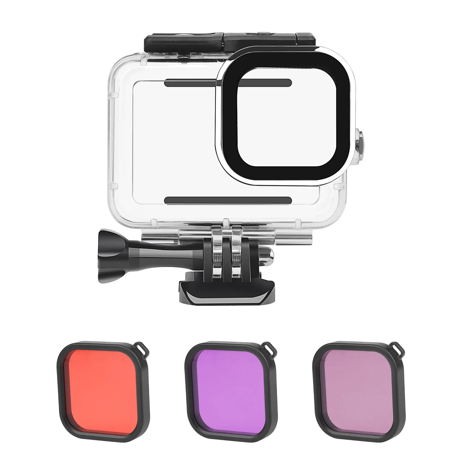 Action-Camera-Waterproof-Case-Red-Pink-Purple-Filter-Set-Replacement ...
