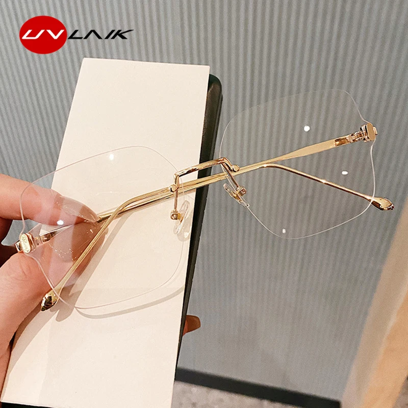UVLAIK-2021-Frameless-Anti-Blue-Glasses-Frame-Men-Women-Square ...