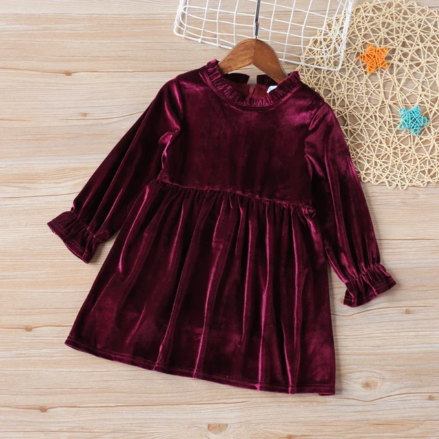 Long Sleeves Velvet Dress for Girls