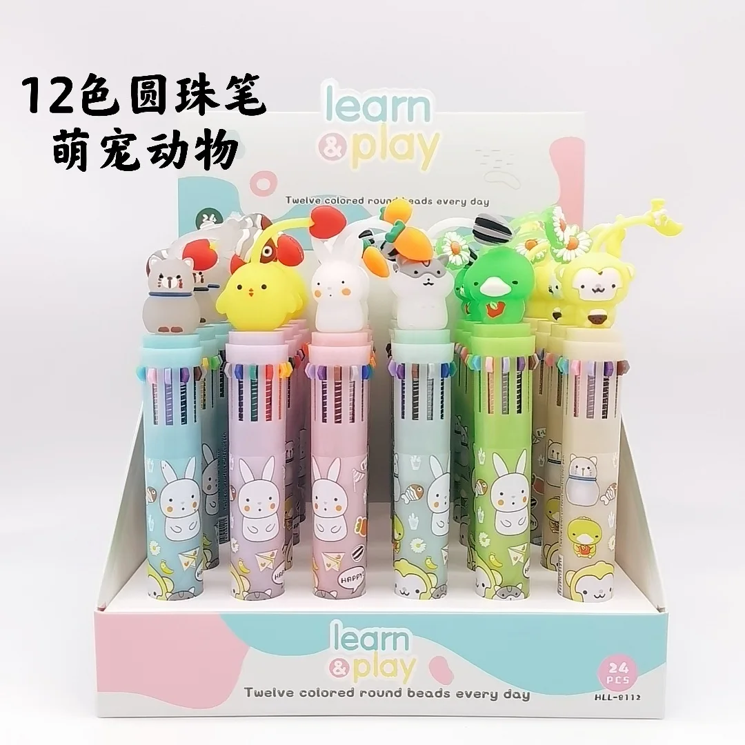 Stylo,Stylo à bille puissant en forme de licorne,12 couleurs,mignon ...