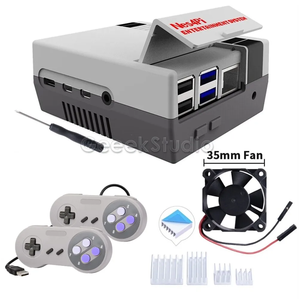 NESPi CASE NES4Pi NES Style Case Kit ABS Cooling Fan Heatsinks ...