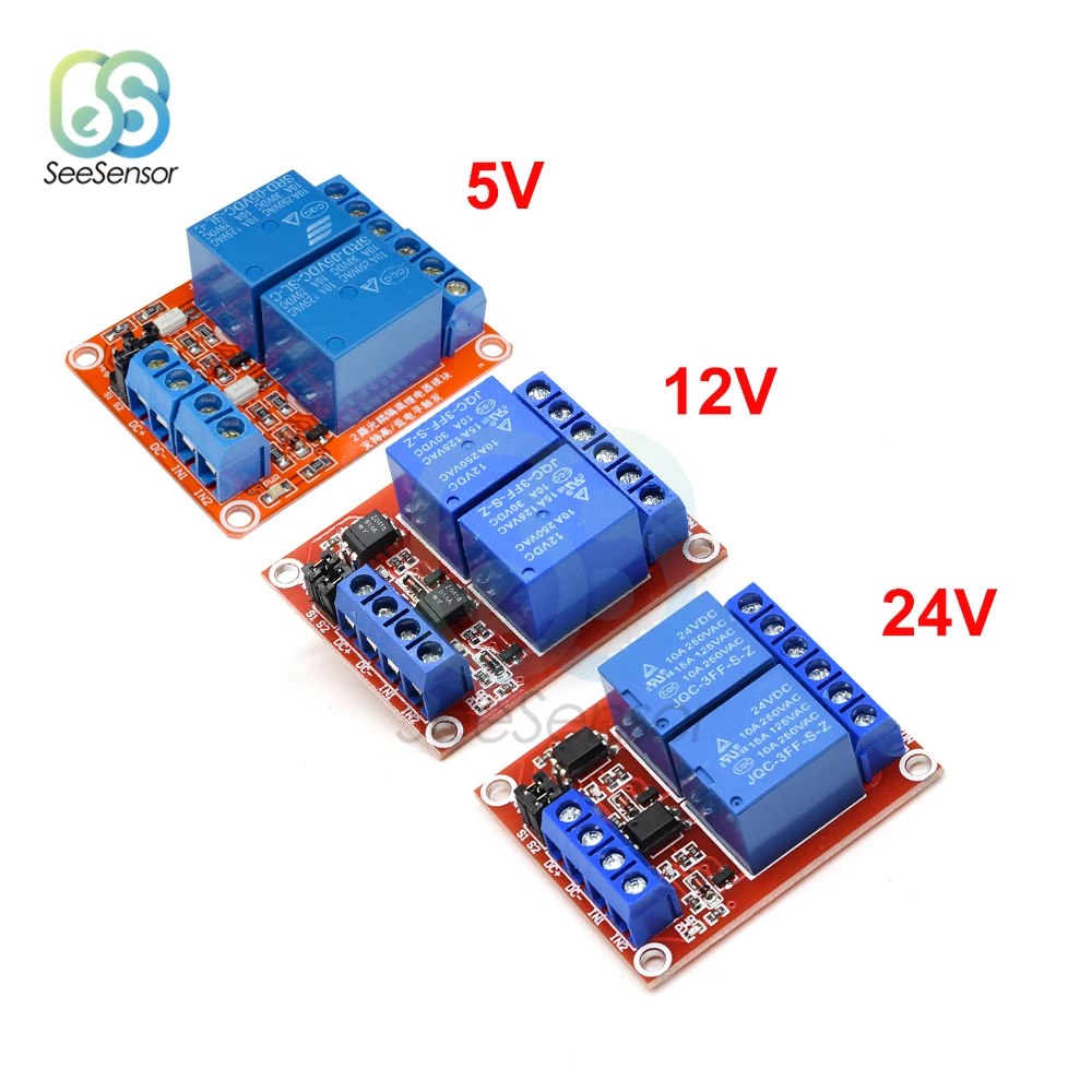 2-Channel-Relay-Module-DC-5V-12V-24V-High-and-Low-Level-Trigger-Relay ...