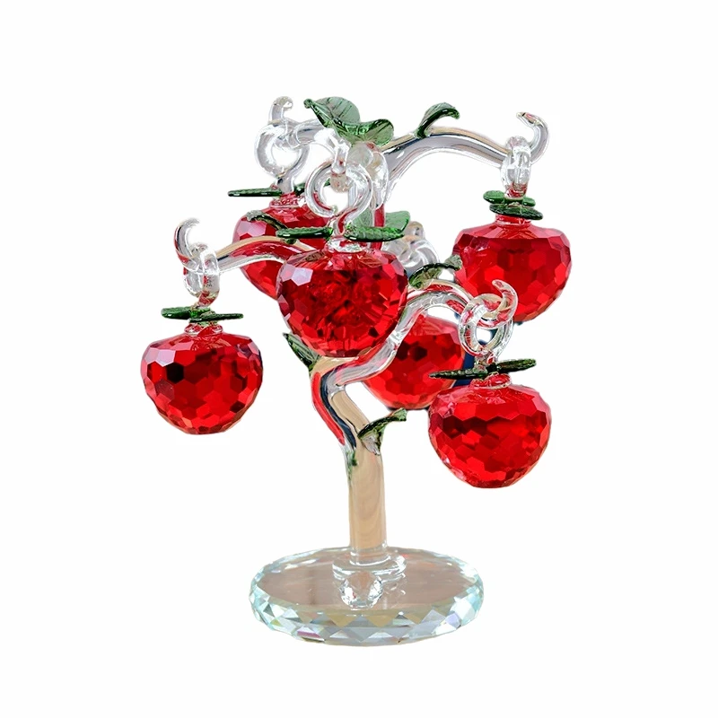 Glass Crystal Apple Tree with 6pcs Apples Fengshui Crafts Home Decor ...